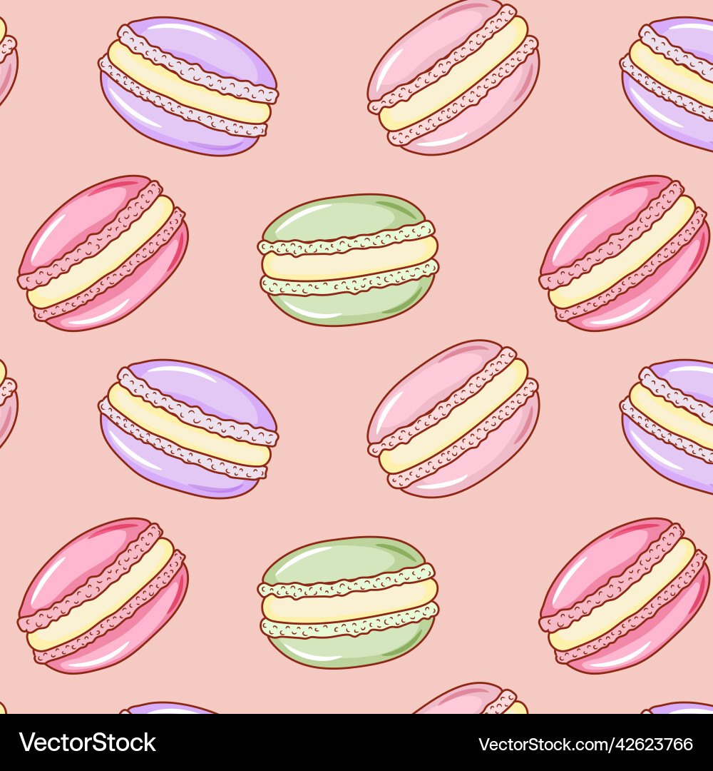 Dessert french macaroons or macaron seamless Vector Image
