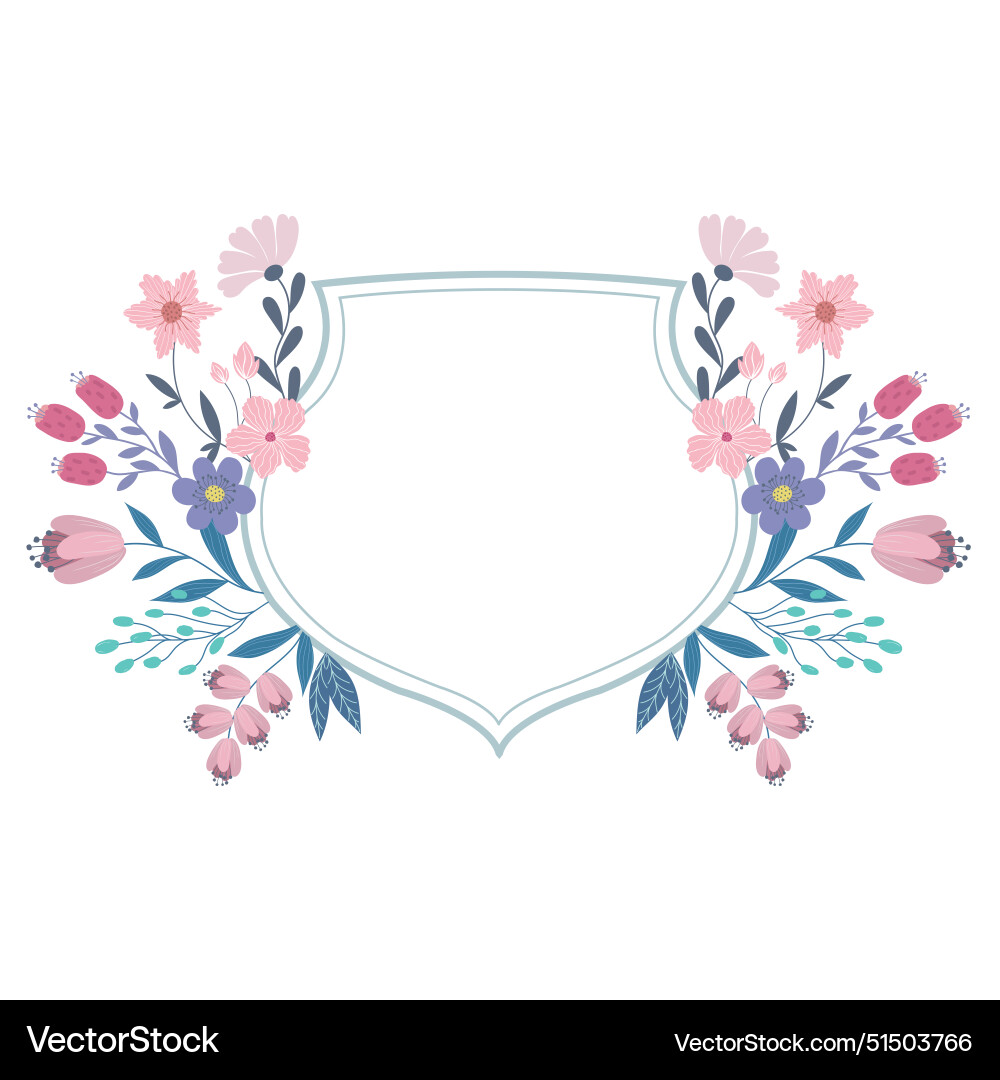 Floral wedding crest Royalty Free Vector Image