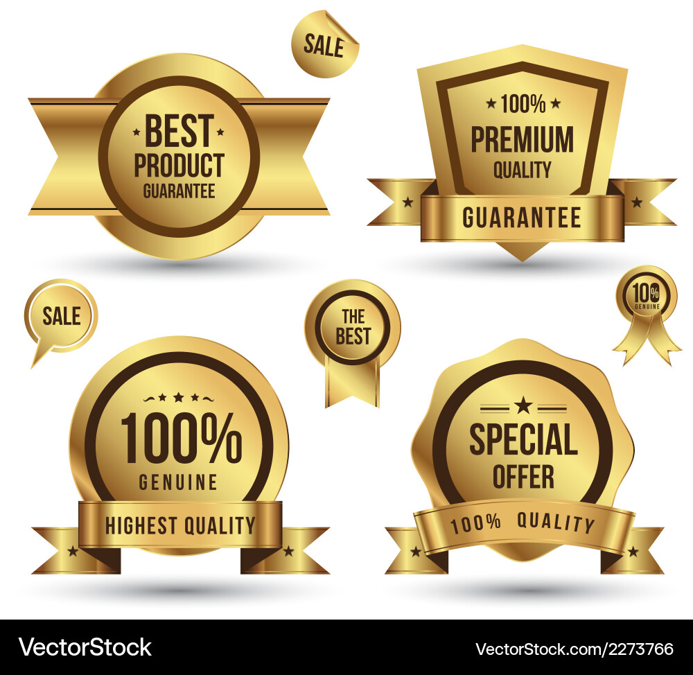 Gold tag set Royalty Free Vector Image - VectorStock