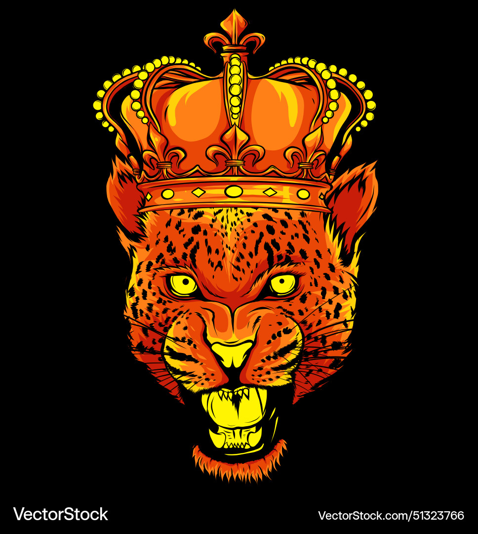 Leopard head with crown Royalty Free Vector Image