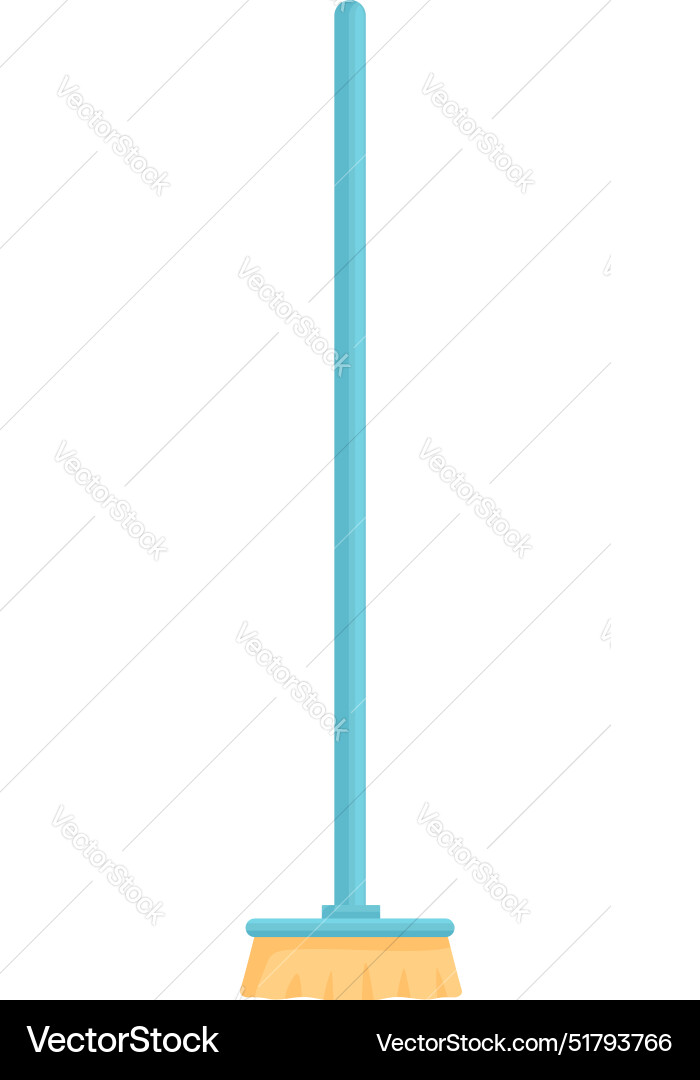 Long handle broom standing upright on white Vector Image