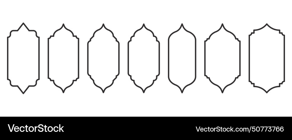 Ramadan frame shapes window arabic arc outline Vector Image