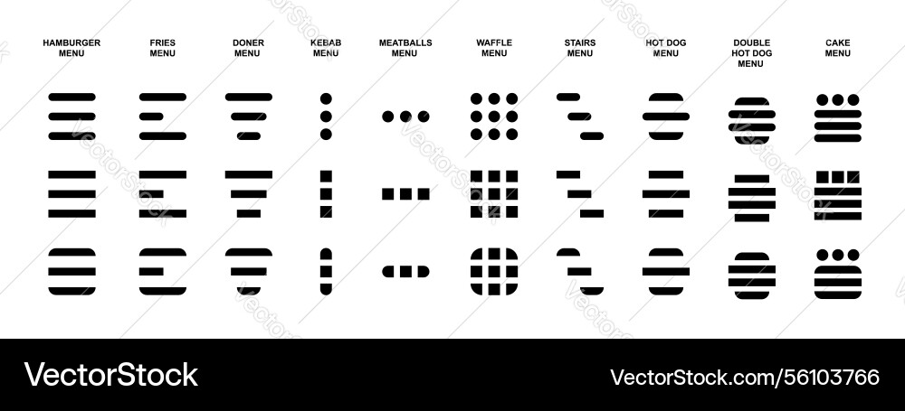 Set of hamburger menu icons different web buttons Vector Image
