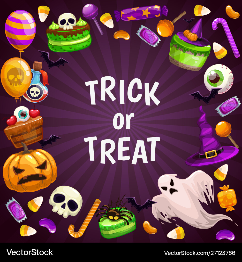 Trick or treat background spooky halloween Vector Image