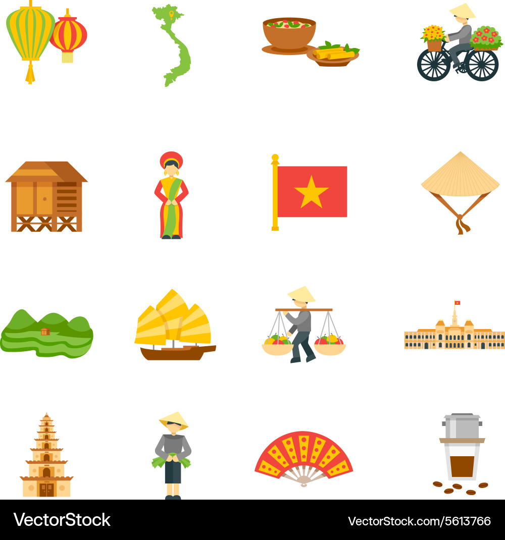 Vietnam icons set Royalty Free Vector Image - VectorStock