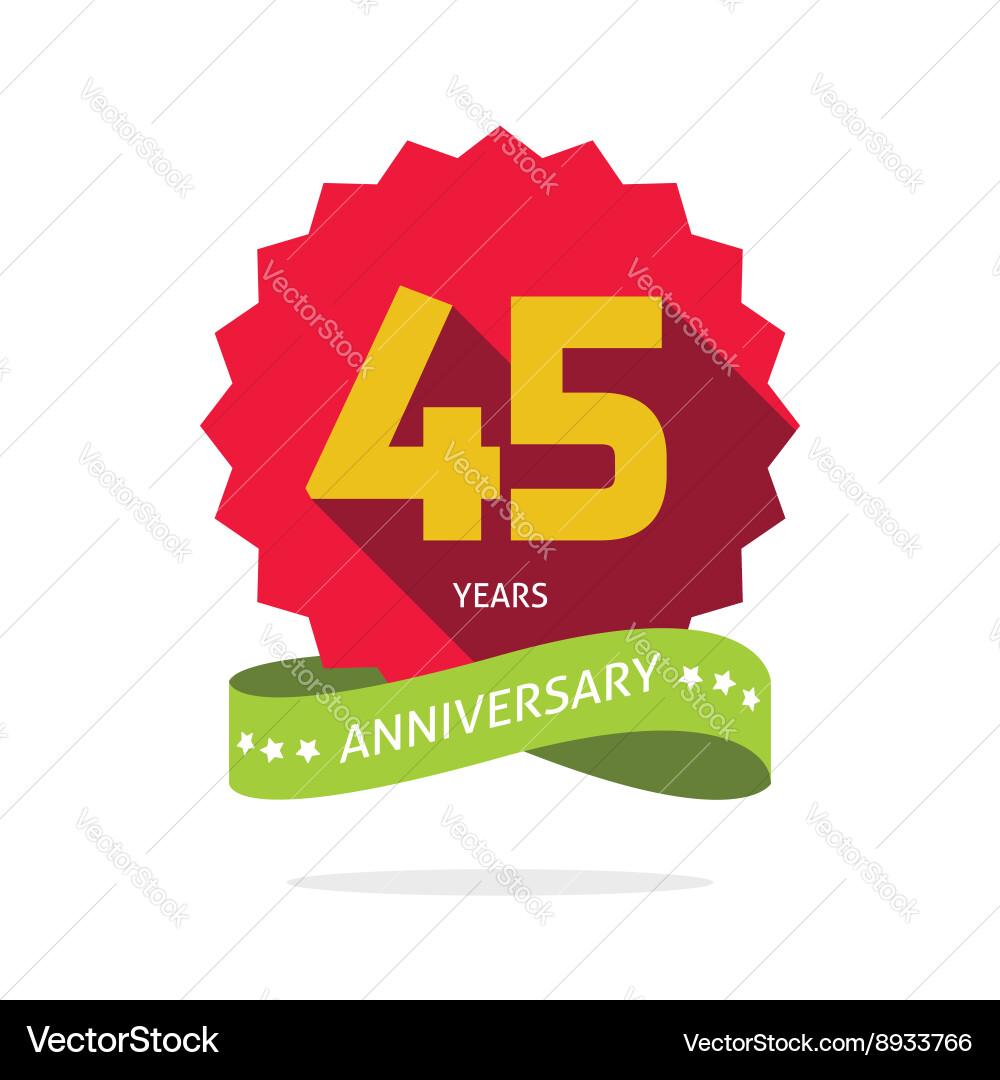 Years 45 anniversary label logo badge Royalty Free Vector
