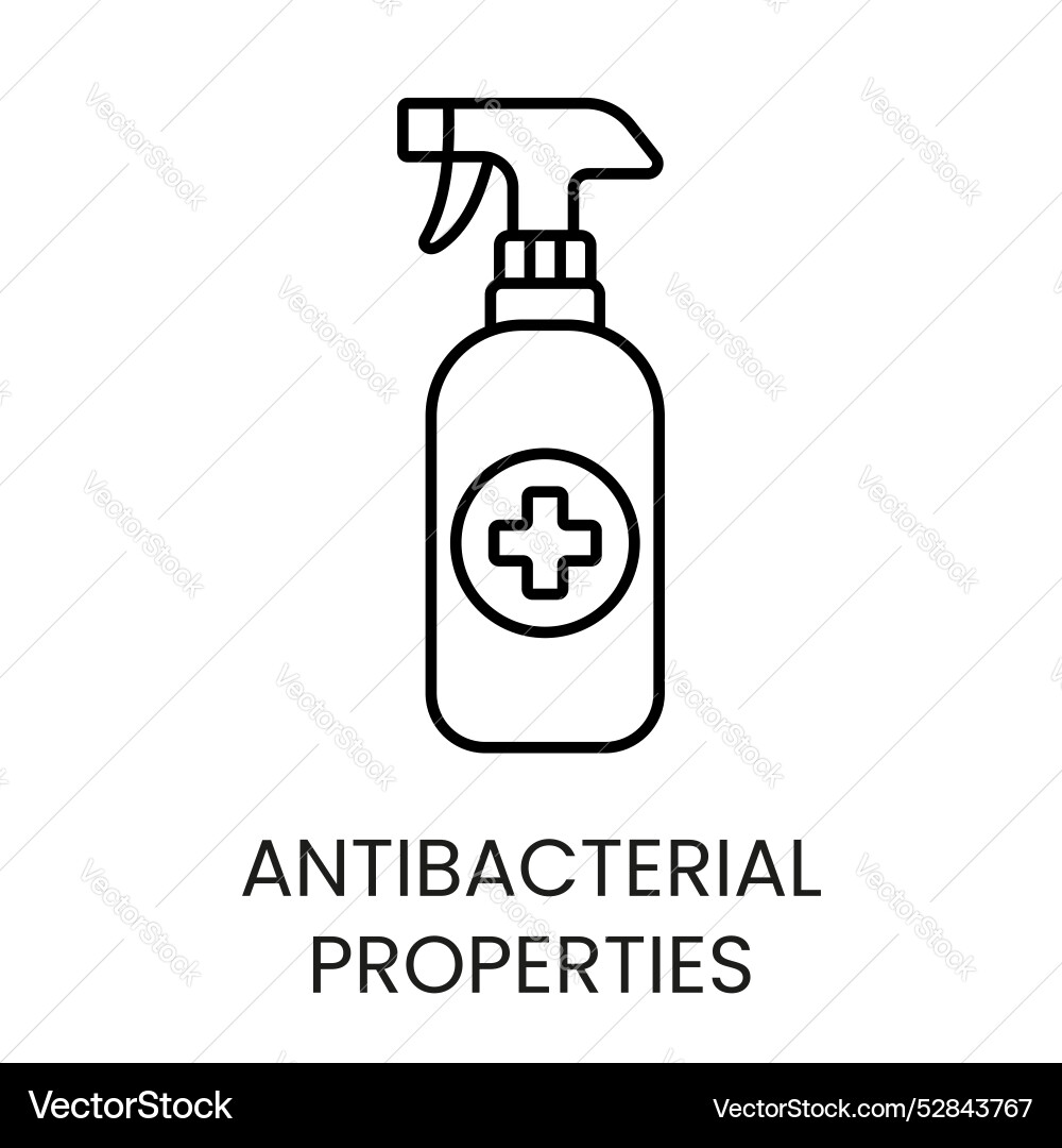 Antibacterial properties line icon Royalty Free Vector Image