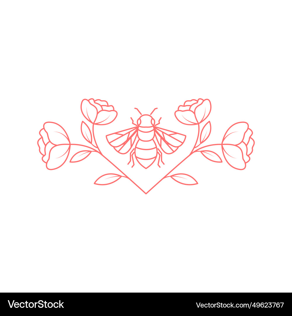 Bee flowers logo design image Royalty Free Vector Image