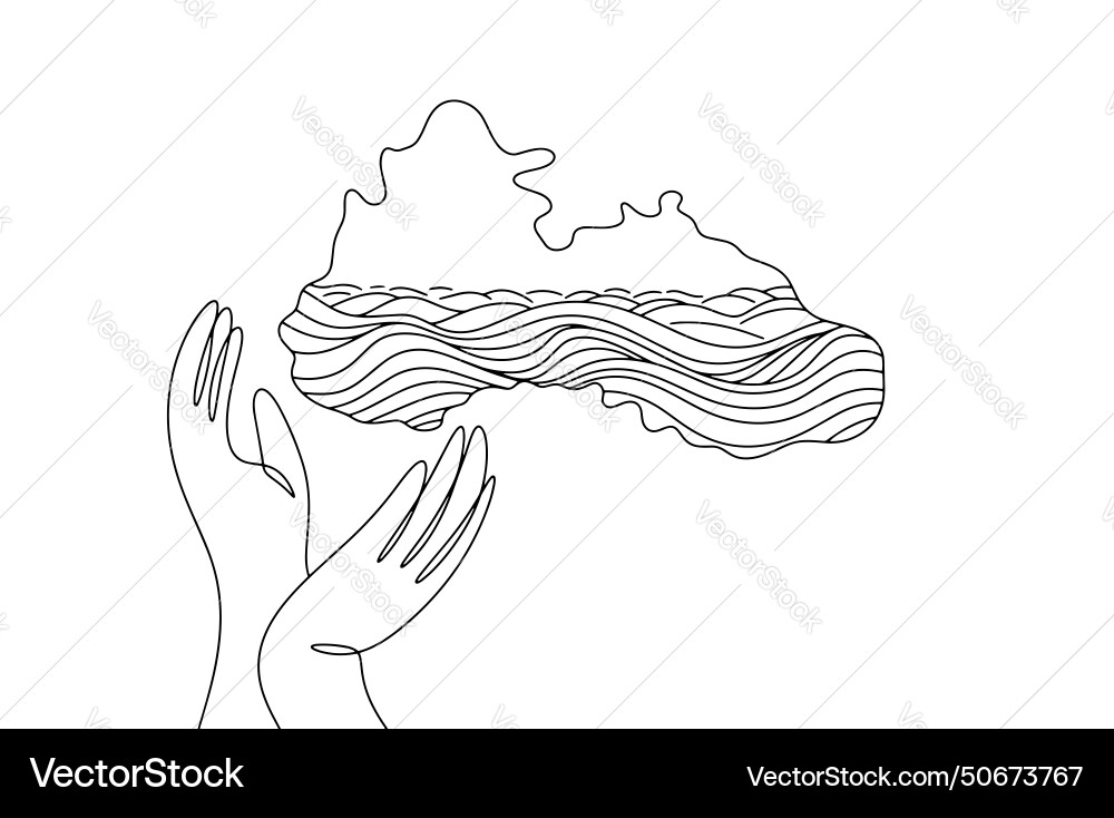 Black sea waves one line Royalty Free Vector Image