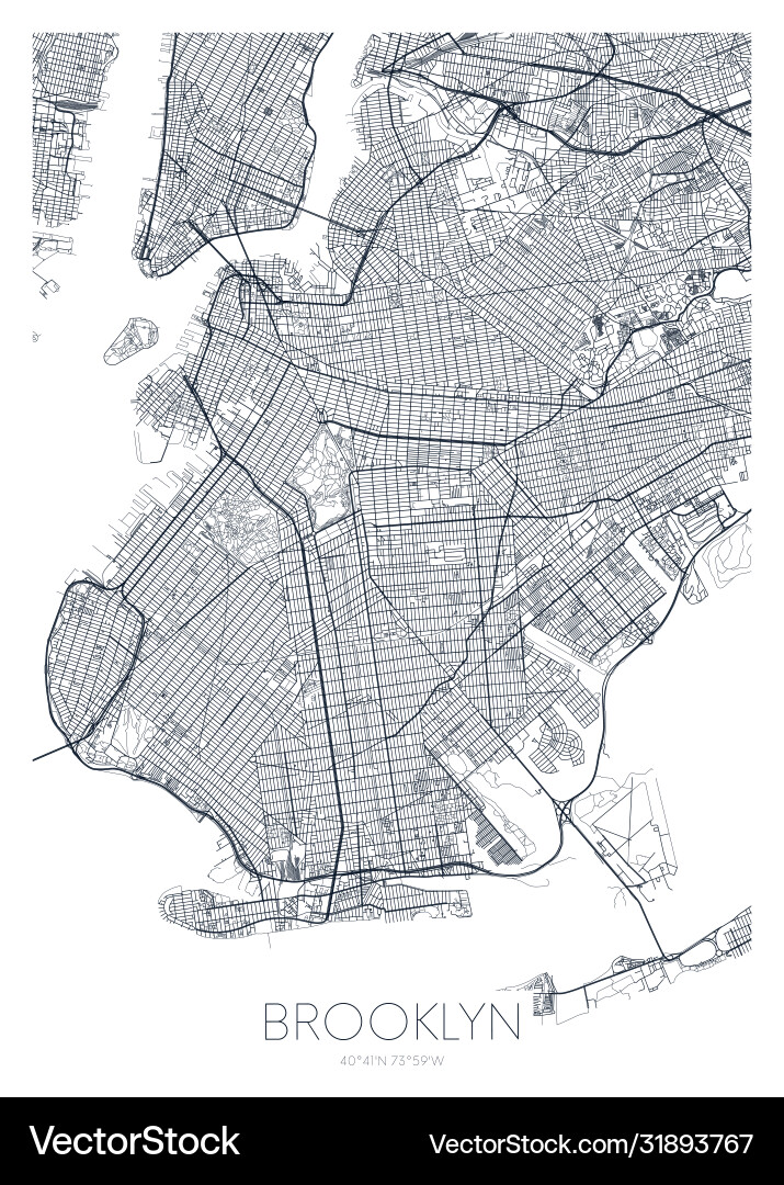 Brooklyn City Map Royalty Free Vector Image - VectorStock