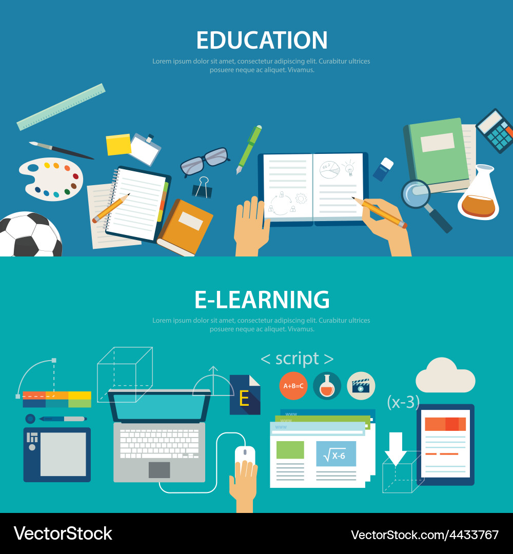 Education & E-Learning Flat Icons Royalty Free Vector