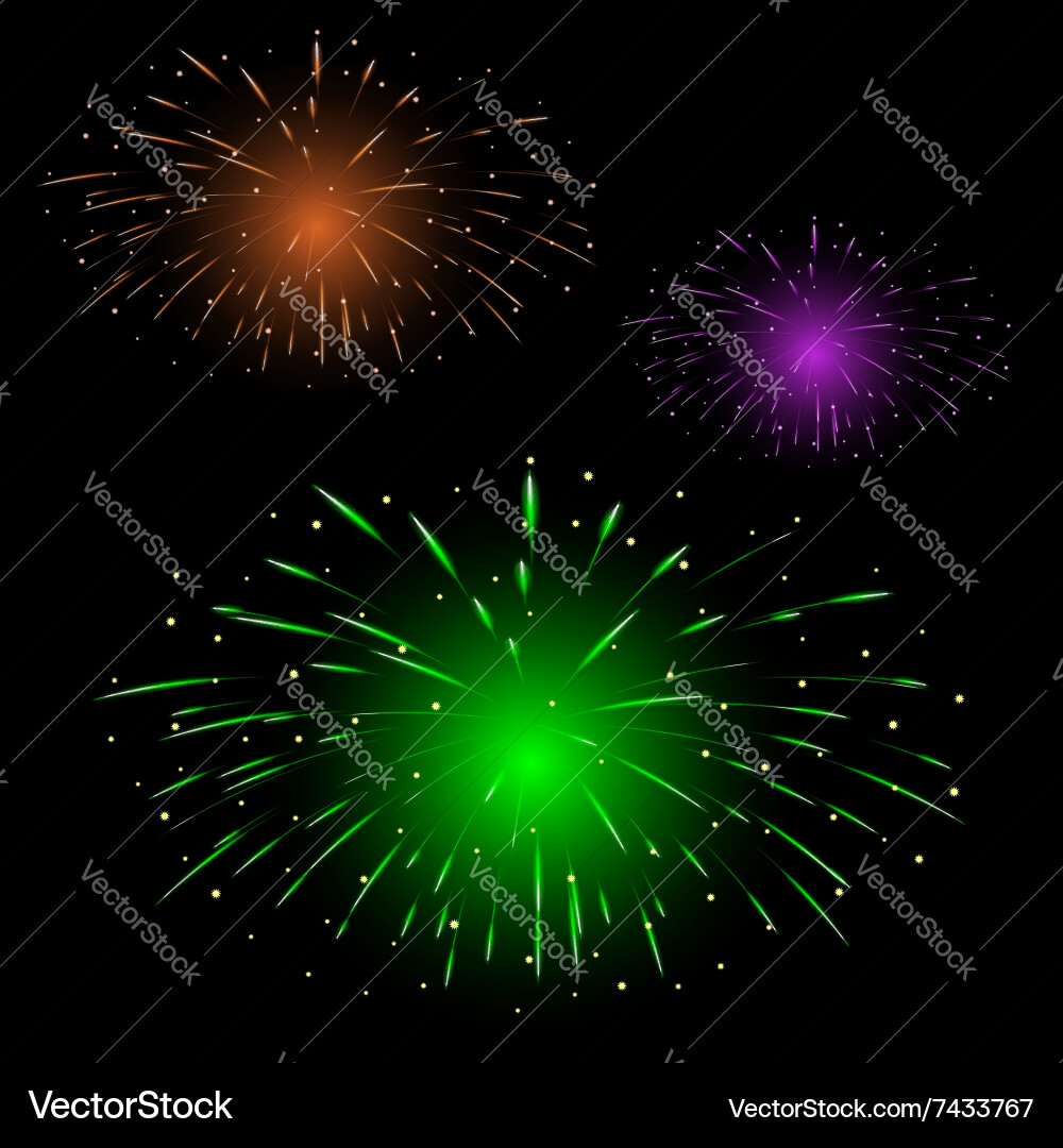 Festive colorful fireworks Royalty Free Vector Image