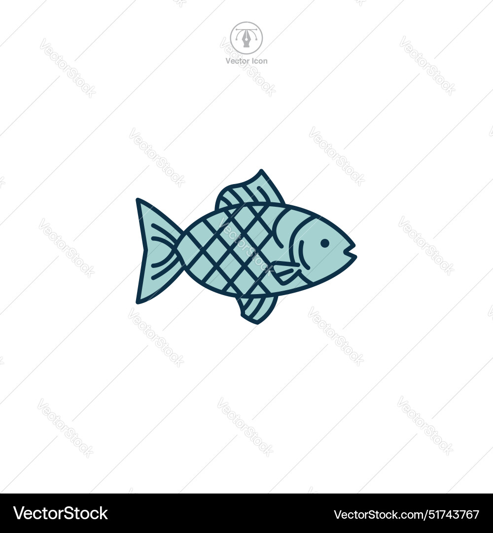 Fish icon symbol isolated on white background Vector Image