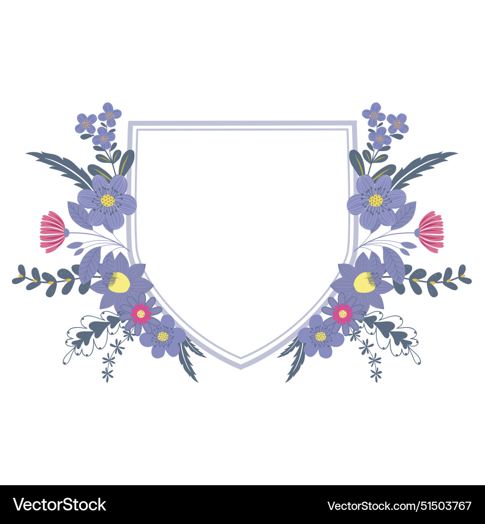 Floral wedding crest Royalty Free Vector Image