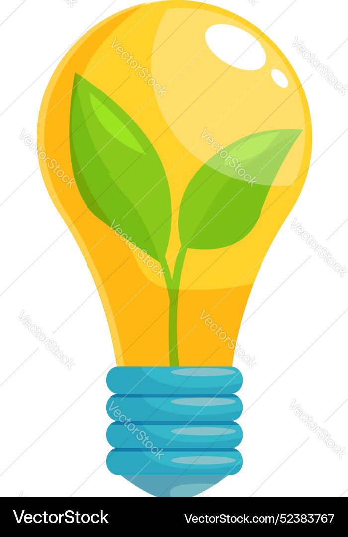 Green energy concept with light bulb and leaves Vector Image