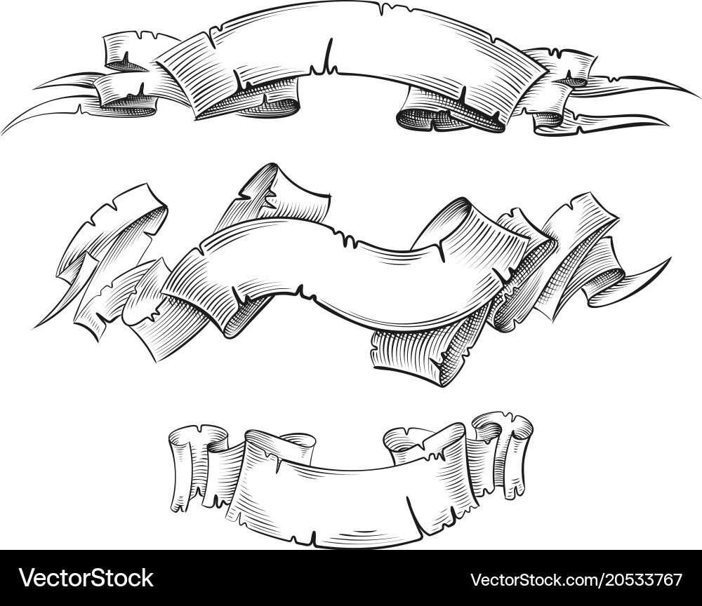 Hand drawn ribbons Royalty Free Vector Image - VectorStock