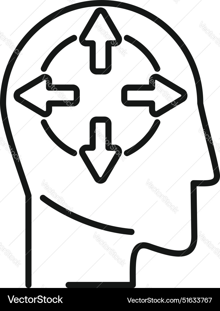 Human head deciding with arrows pointing Vector Image