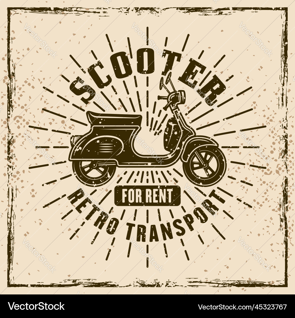 Scooter for rent emblem logo badge Royalty Free Vector Image