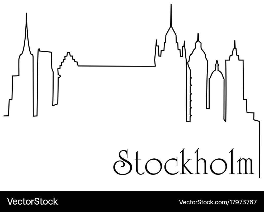 Stockholm City Skyline - Single Line Drawing Vector Image