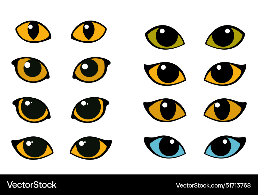 Cat and wild animals eye set Royalty Free Vector Image