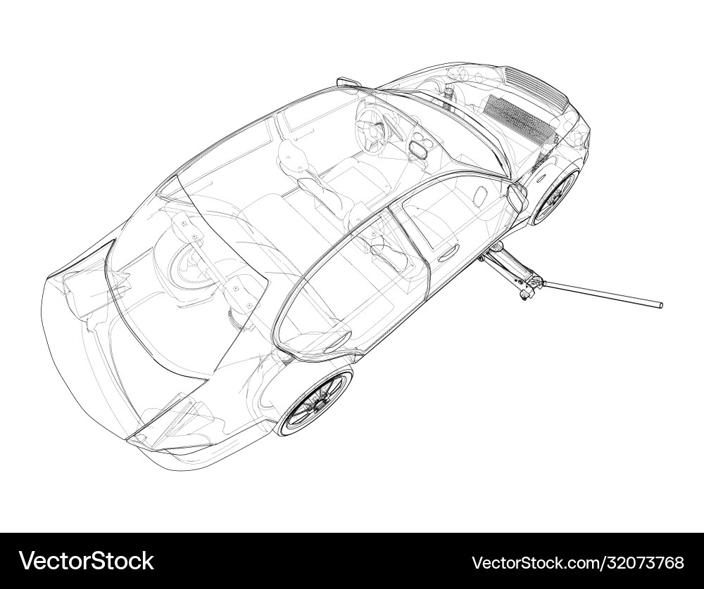 Concept car with floor jack Royalty Free Vector Image
