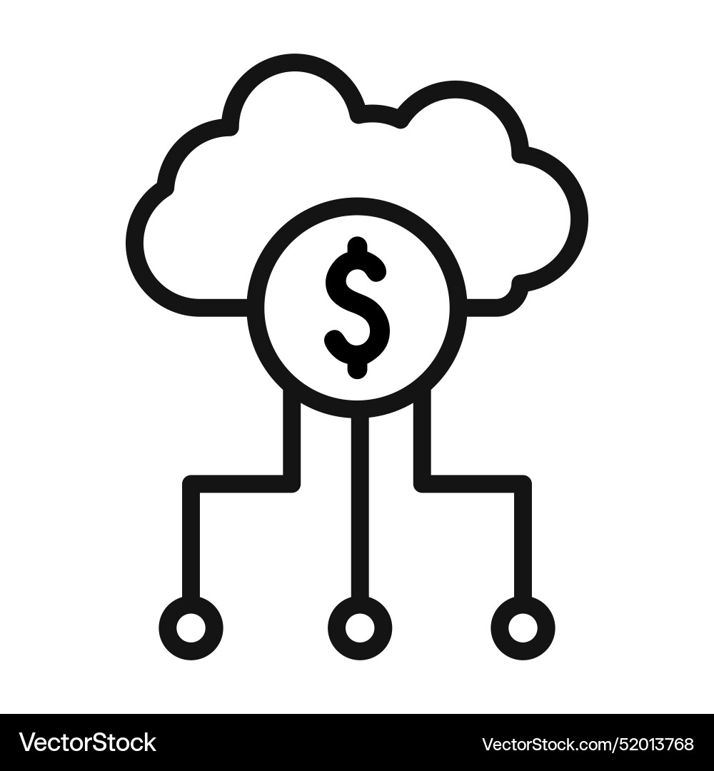 Fintech industry icon black line art Royalty Free Vector