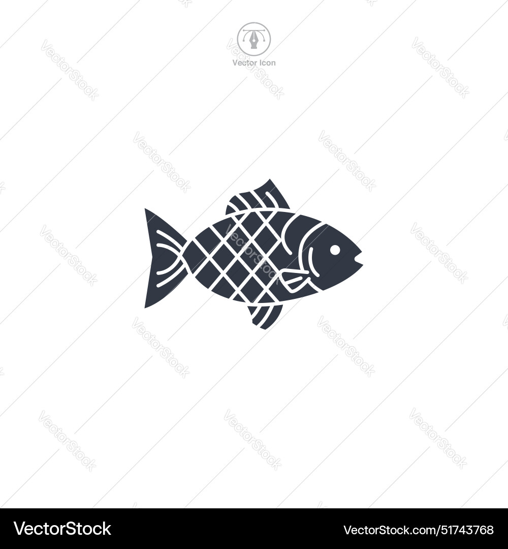 Fish icon symbol isolated on white background Vector Image