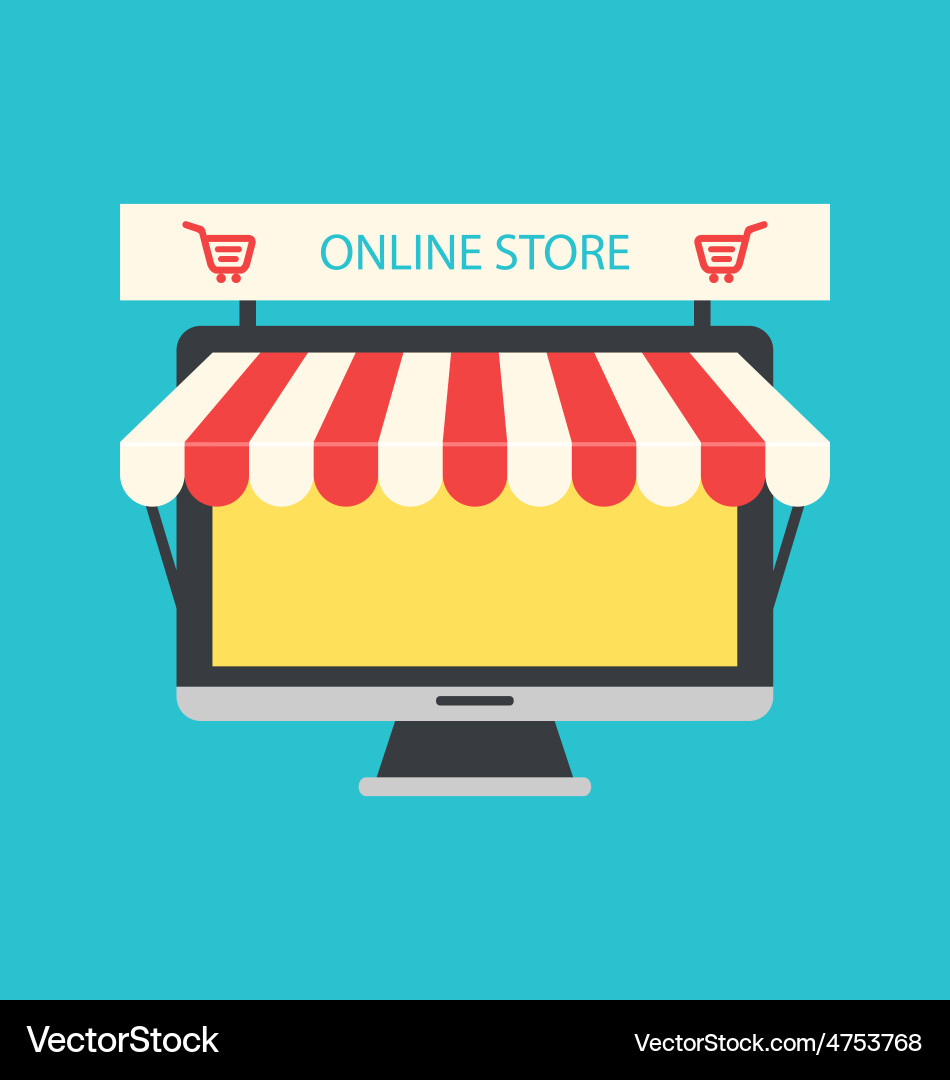 Flat icon of computer pc as showcase shop Vector Image