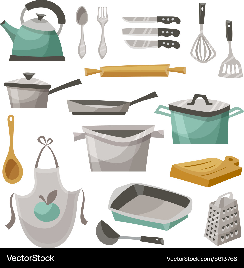 Kitchen stuff icons set Royalty Free Vector Image