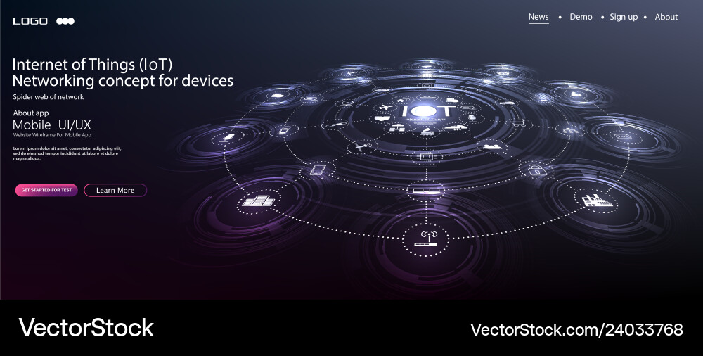 Landing page iot internet of things devices Vector Image