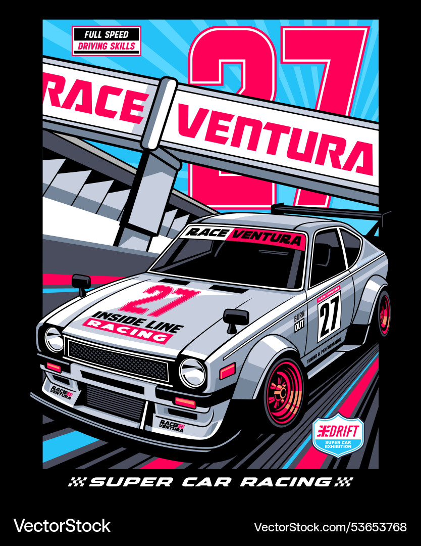 Race ventura super car racing Royalty Free Vector Image