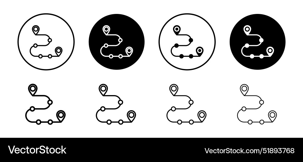 Roadmap icon set collection outline flat Vector Image