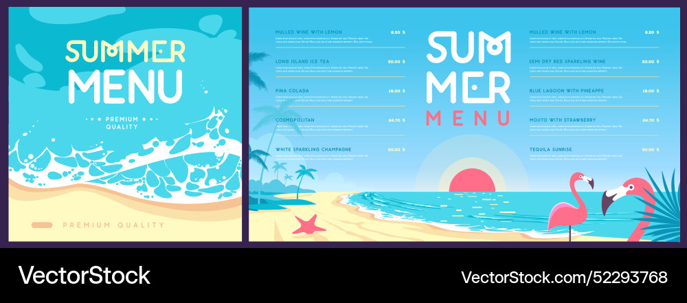 Summer menu design with top view ocean waves Vector Image