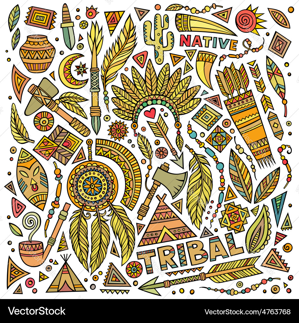 Tribal native set of symbols Royalty Free Vector Image