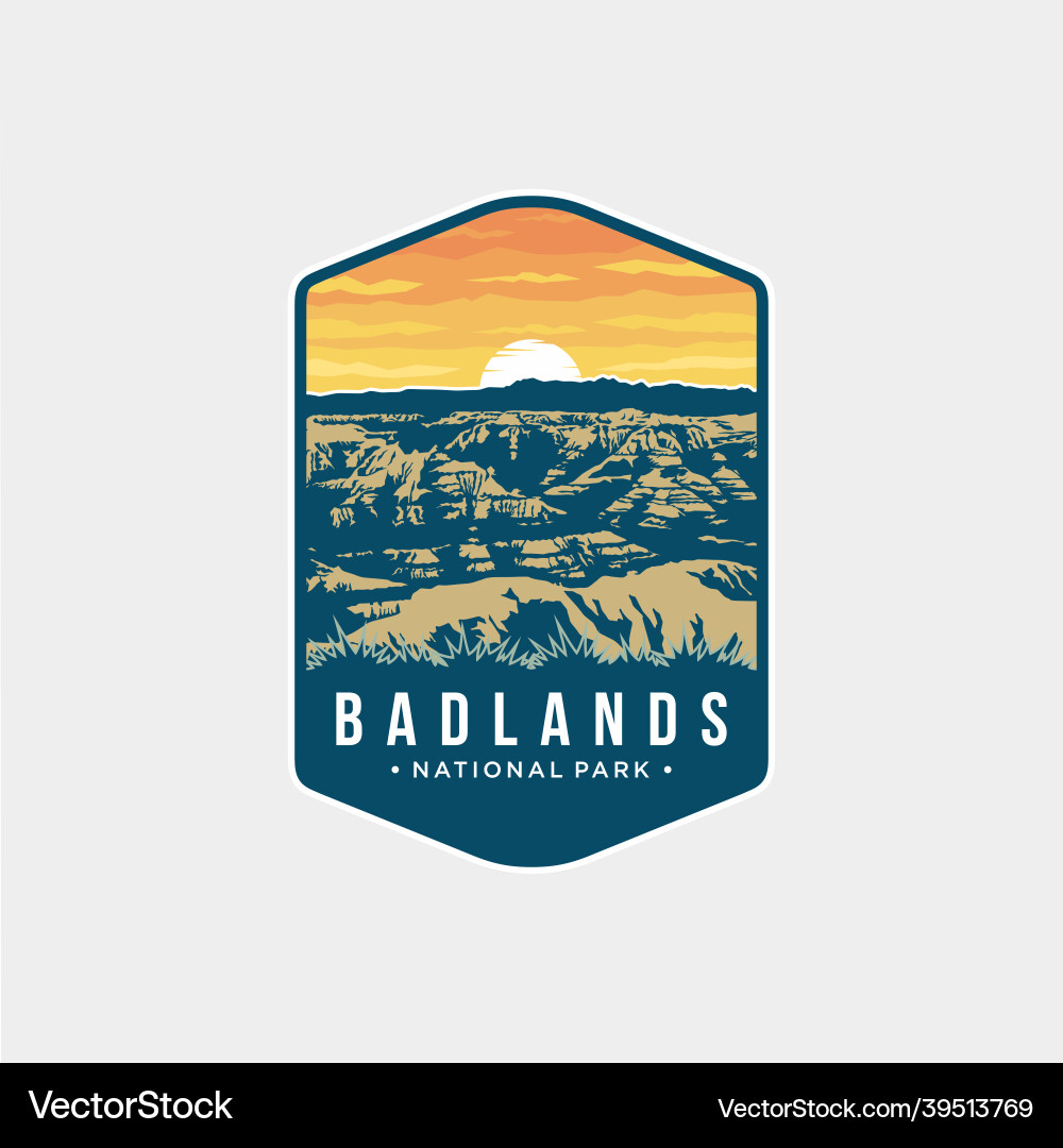 Badlands national park logo Royalty Free Vector Image