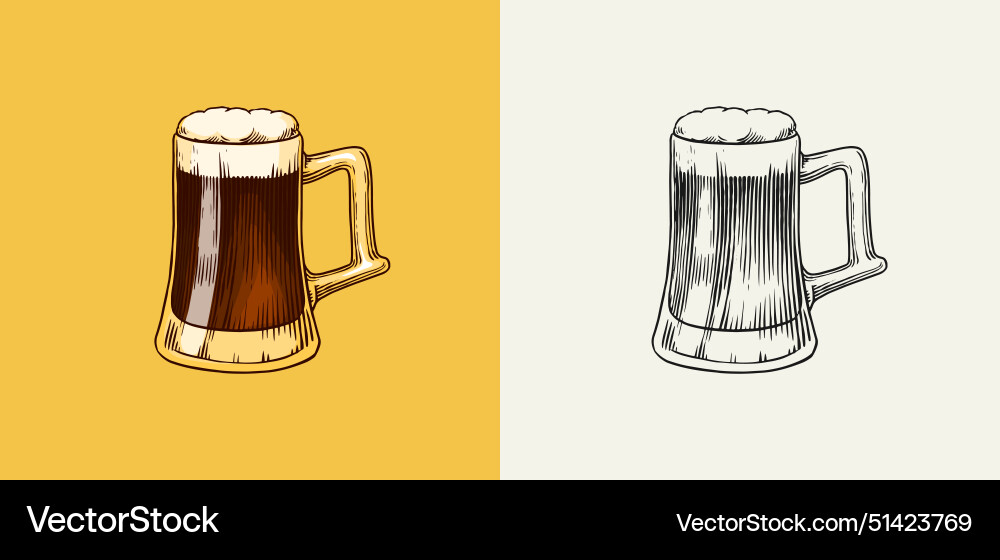 Beer classical alcohol glass mug with drink Vector Image