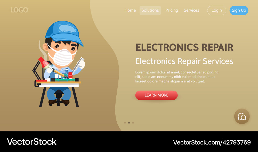 Electronics repair website template Royalty Free Vector