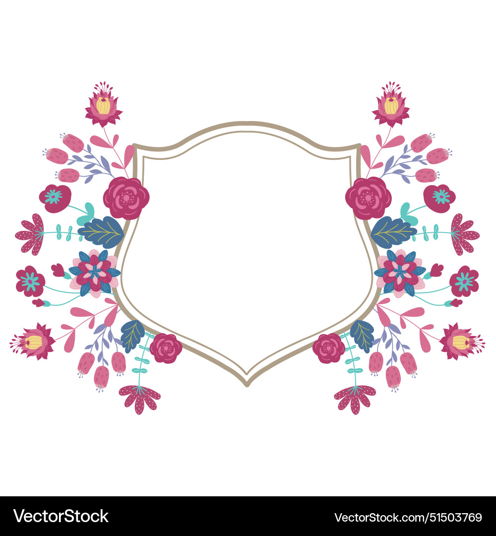 Floral wedding crest Royalty Free Vector Image