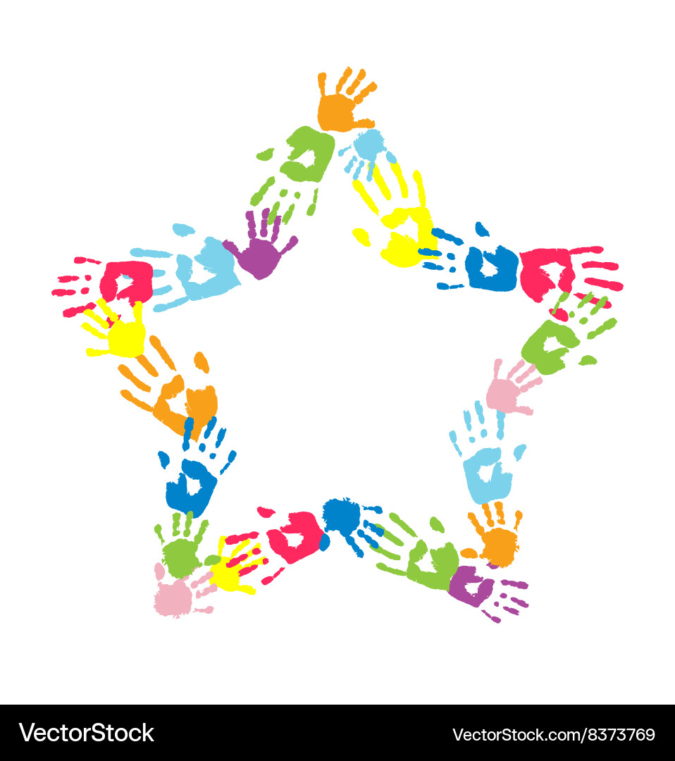 Star made of the handprints Royalty Free Vector Image