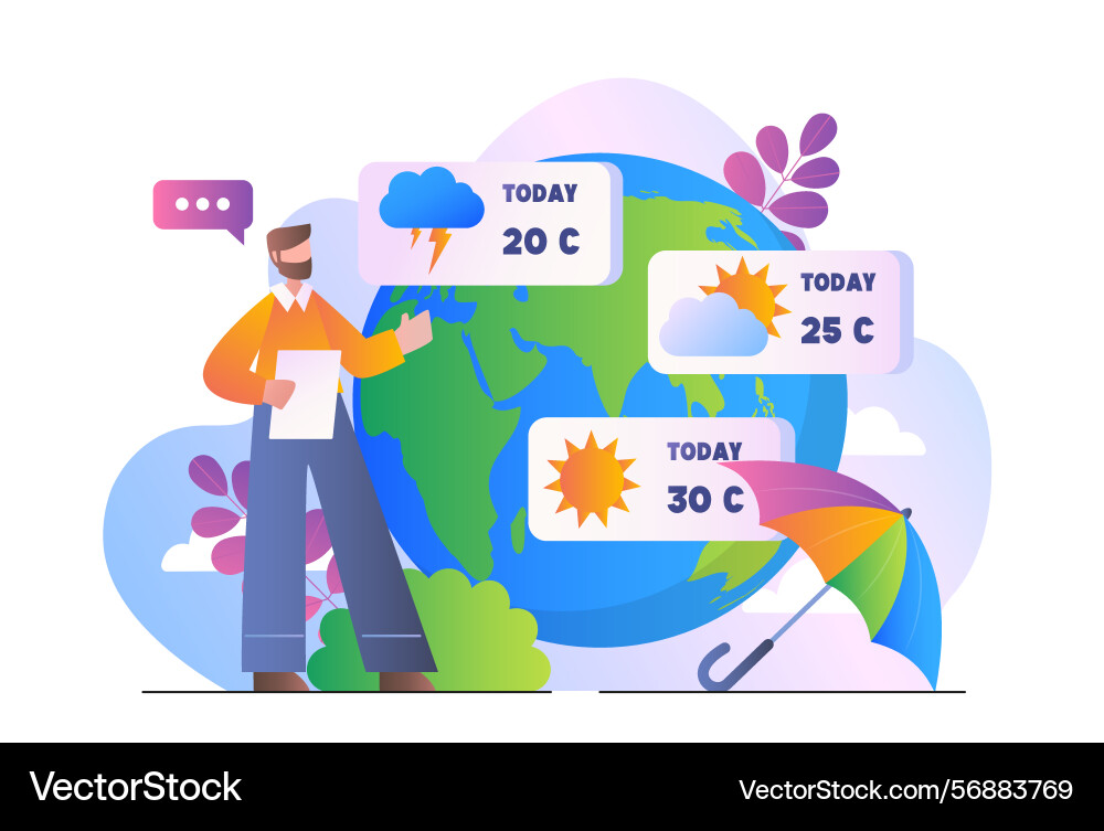 Weather forecast concept man standing near Vector Image