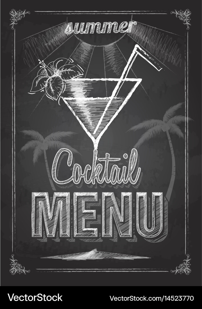 Chalkboard Cocktail Menu – Vintage Style Vector Image