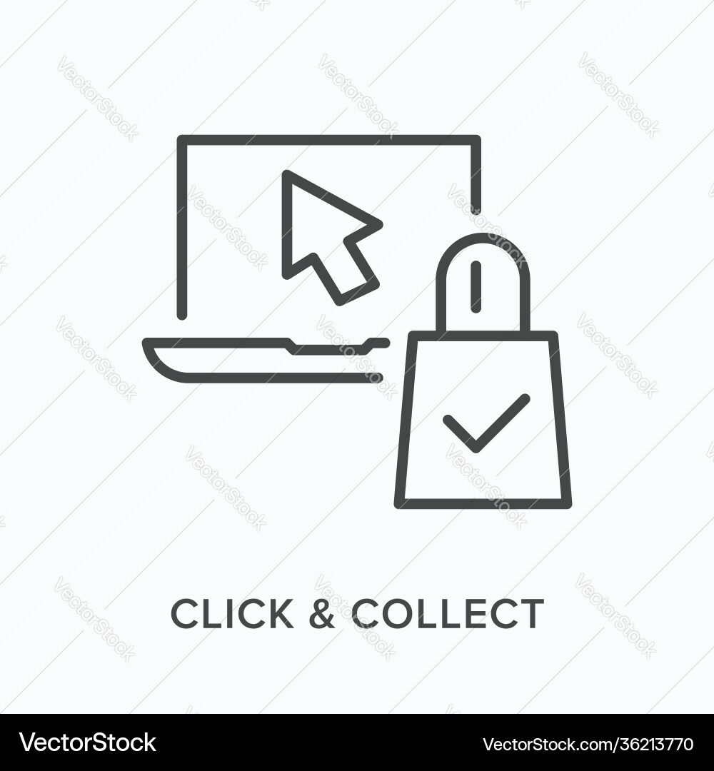 Click & Collect Icon - Laptop & Bag Vector Image