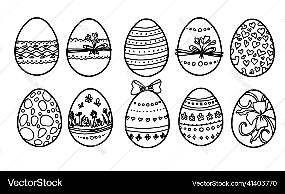 Doodle easter eggs set Royalty Free Vector Image