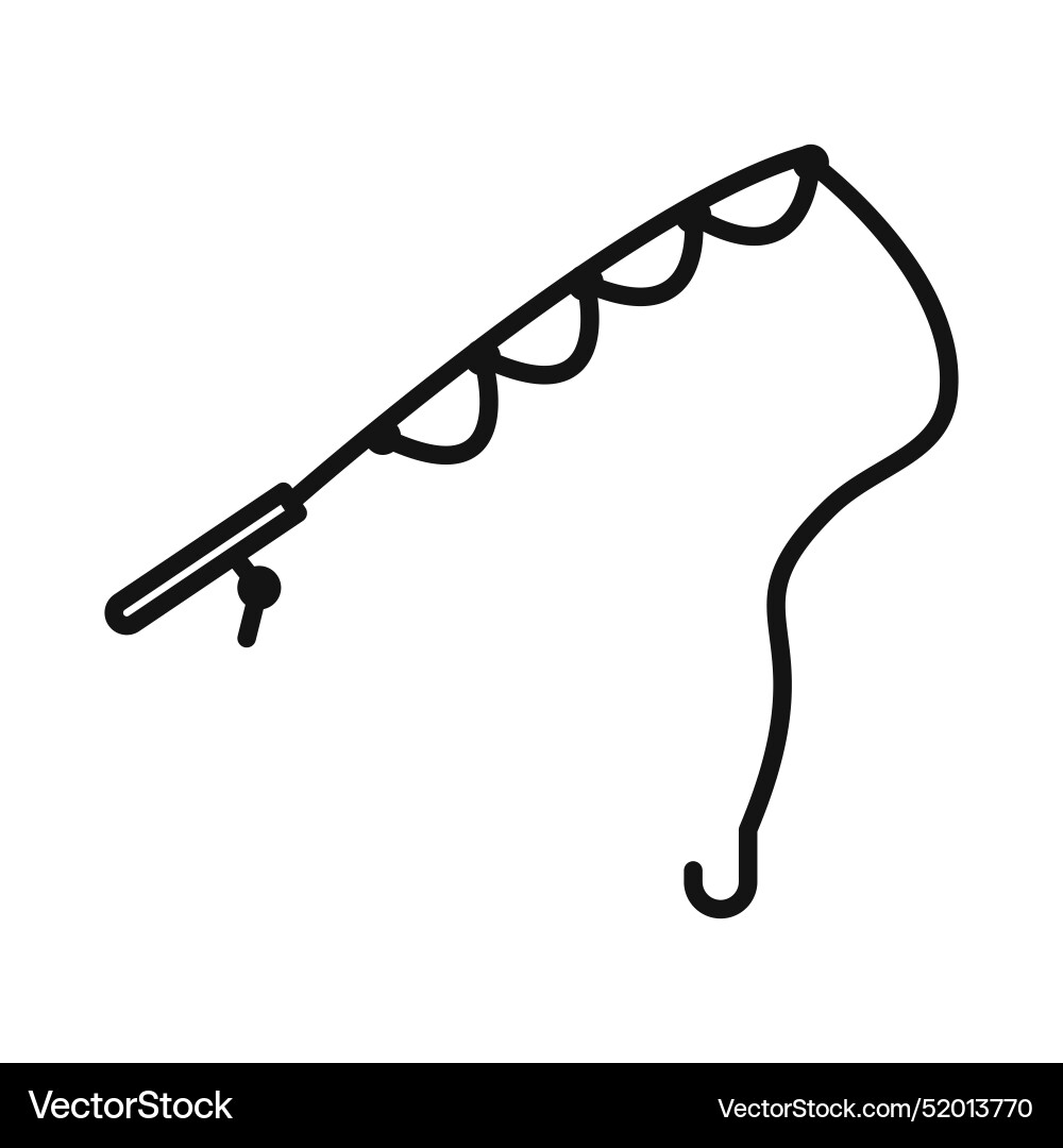 Fishing rod icon black line art Royalty Free Vector Image