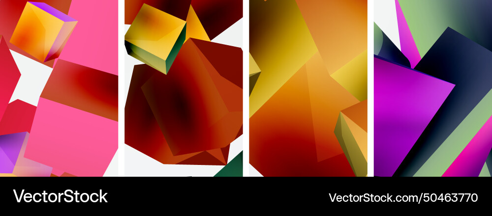 Flying 3d shapes cubes and other geometric Vector Image