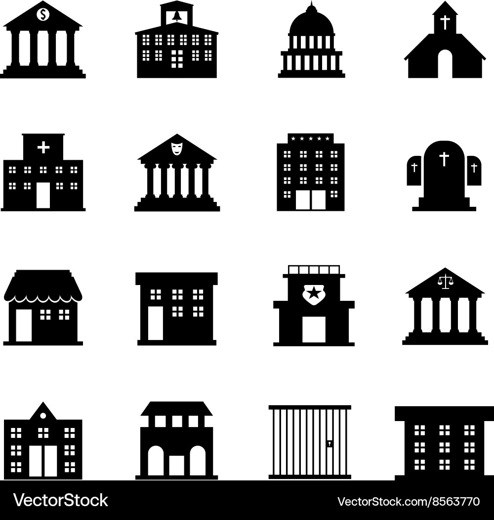 Government and public building icons Royalty Free Vector