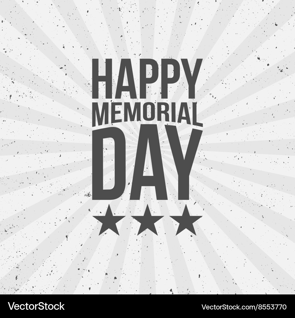 Happy memorial day text Royalty Free Vector Image