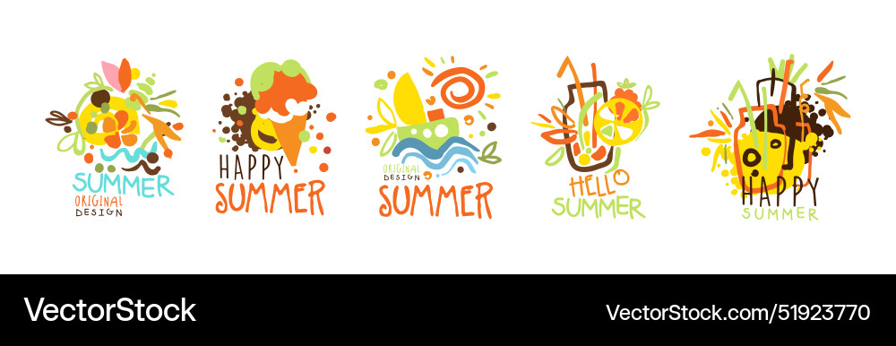 Happy summer label and original design bright logo