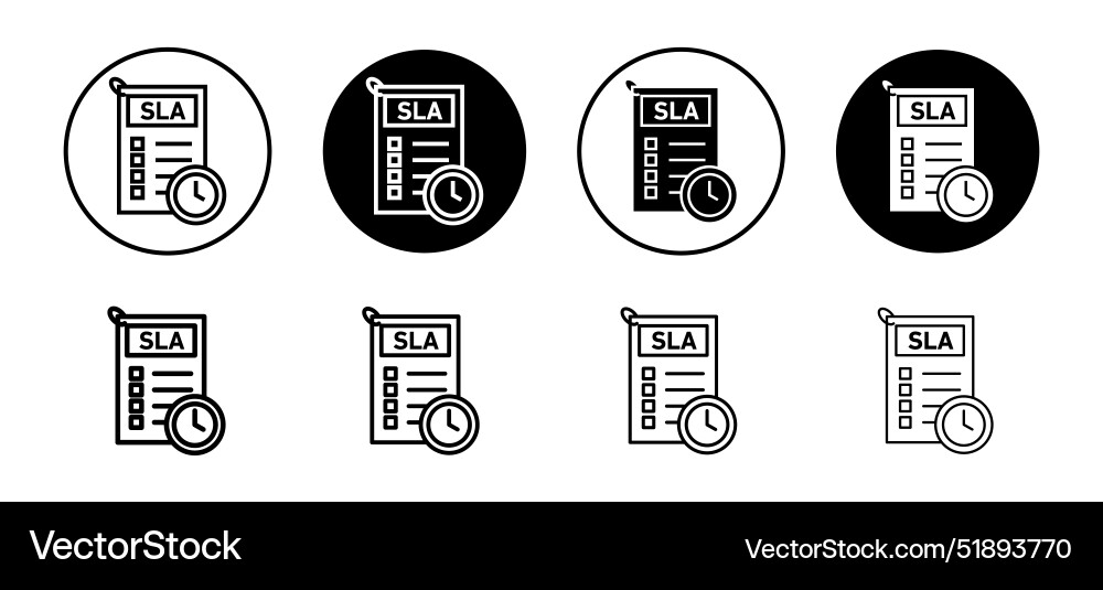 Sla icon set collection outline flat Royalty Free Vector