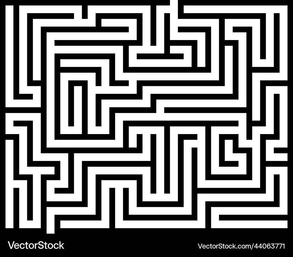 Black rectangle maze isolated Royalty Free Vector Image